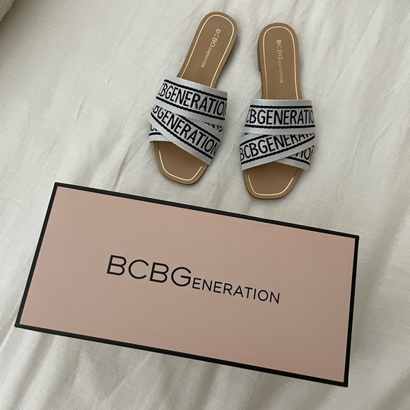 BCBGeneration | Shoes | Bcbgeneration Kana Logo Slide Sandals | Poshmark